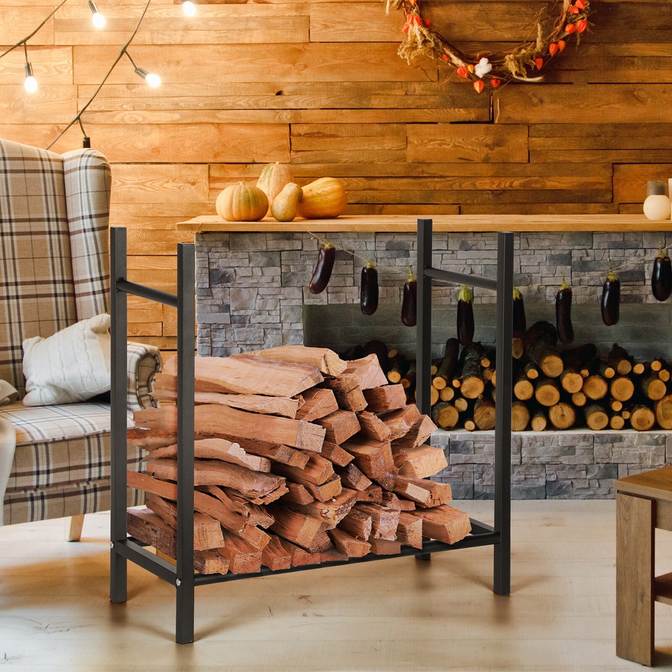Heavy Duty Metal Firewood Logs Holder for Outdoor Indoor Wood Pile ...