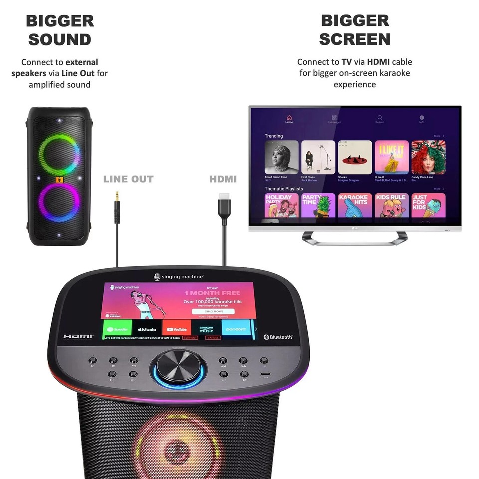 Singing Machine Platinum Wi-Fi Karaoke System 10" Touchscreen & 2 Mic ...