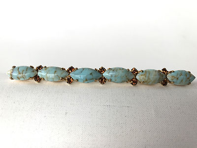 Vintage brooch pin light coloured turquoise with gold dust veins ...