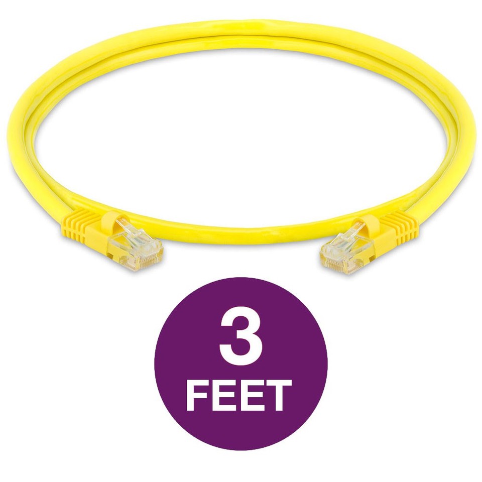 2 PCS Yellow Cat5e Patch Cable Cat5 Ethernet Cord RJ45 Connectors LAN ...