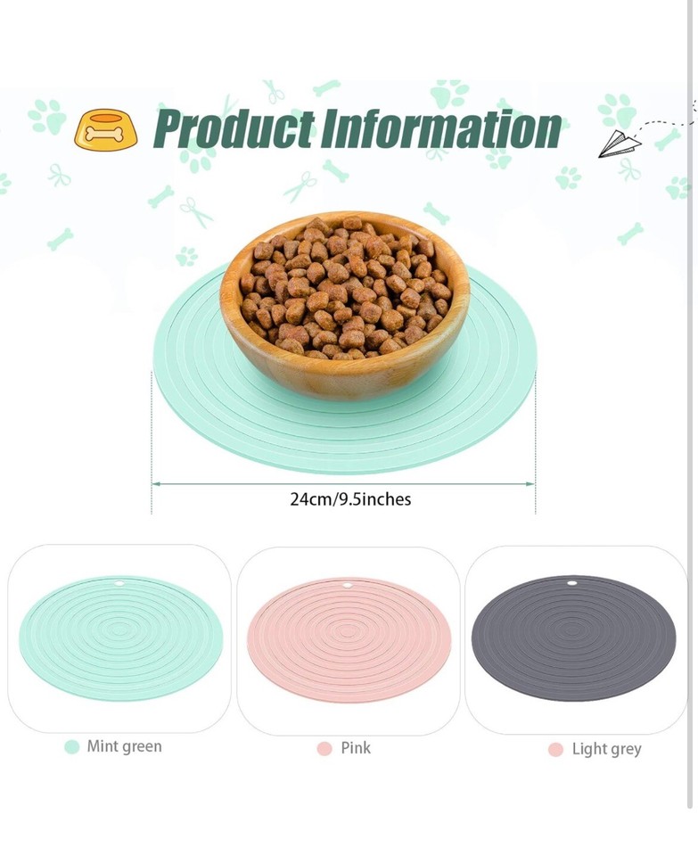 3x Waterproof Silicone Pet Food Mat - Non-Slip, Spill-Proof Feeding ...