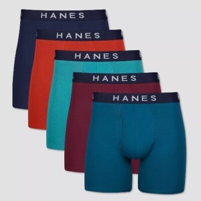 Hanes Premium Blue/Maroon/Orange Mens Boxer Briefs 5pk Size Small | eBay