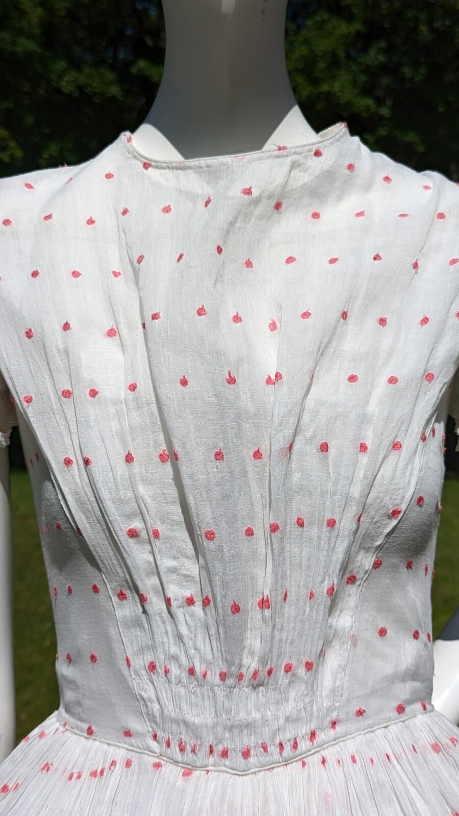 CIVIL WAR ERA SHEER PINK SWISS DOT MUSLIN SUMMER DRESS W CAP SLEEVES | eBay