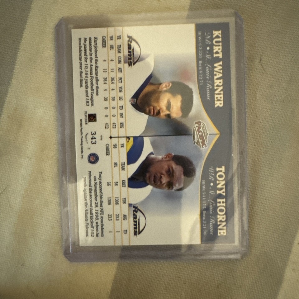 1999 Pacific - #343 Kurt Warner, Tony Horne Rookie Mint!! (RC) Rams ...