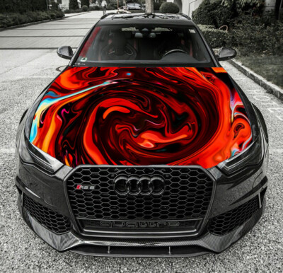 Car or Truck Hood Vinyl Wrap Graphics Decals Red Swirl Custom Sticker ...