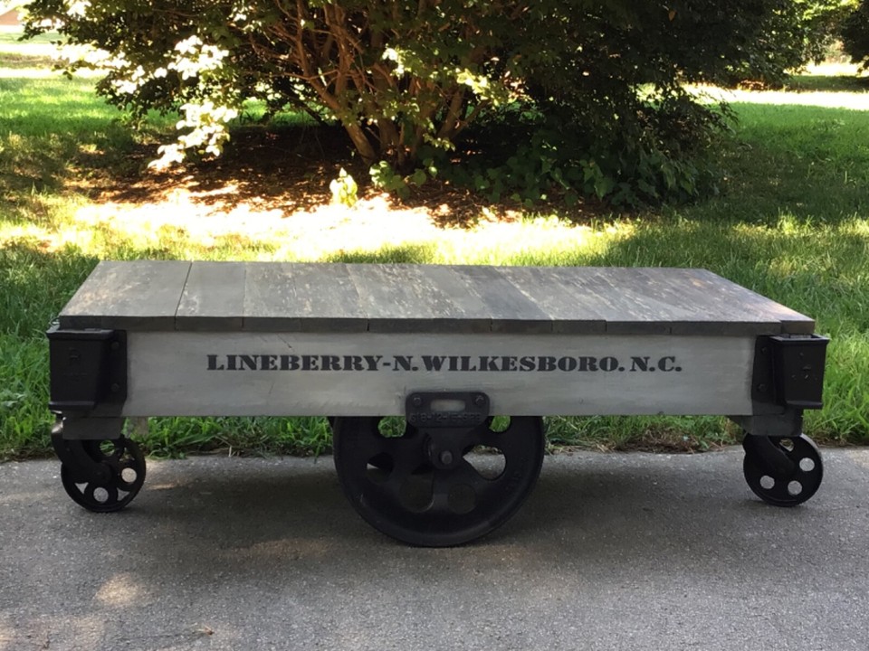 Lineberry Gray Foundry Railroad Industrial Cart Coffee Table ...