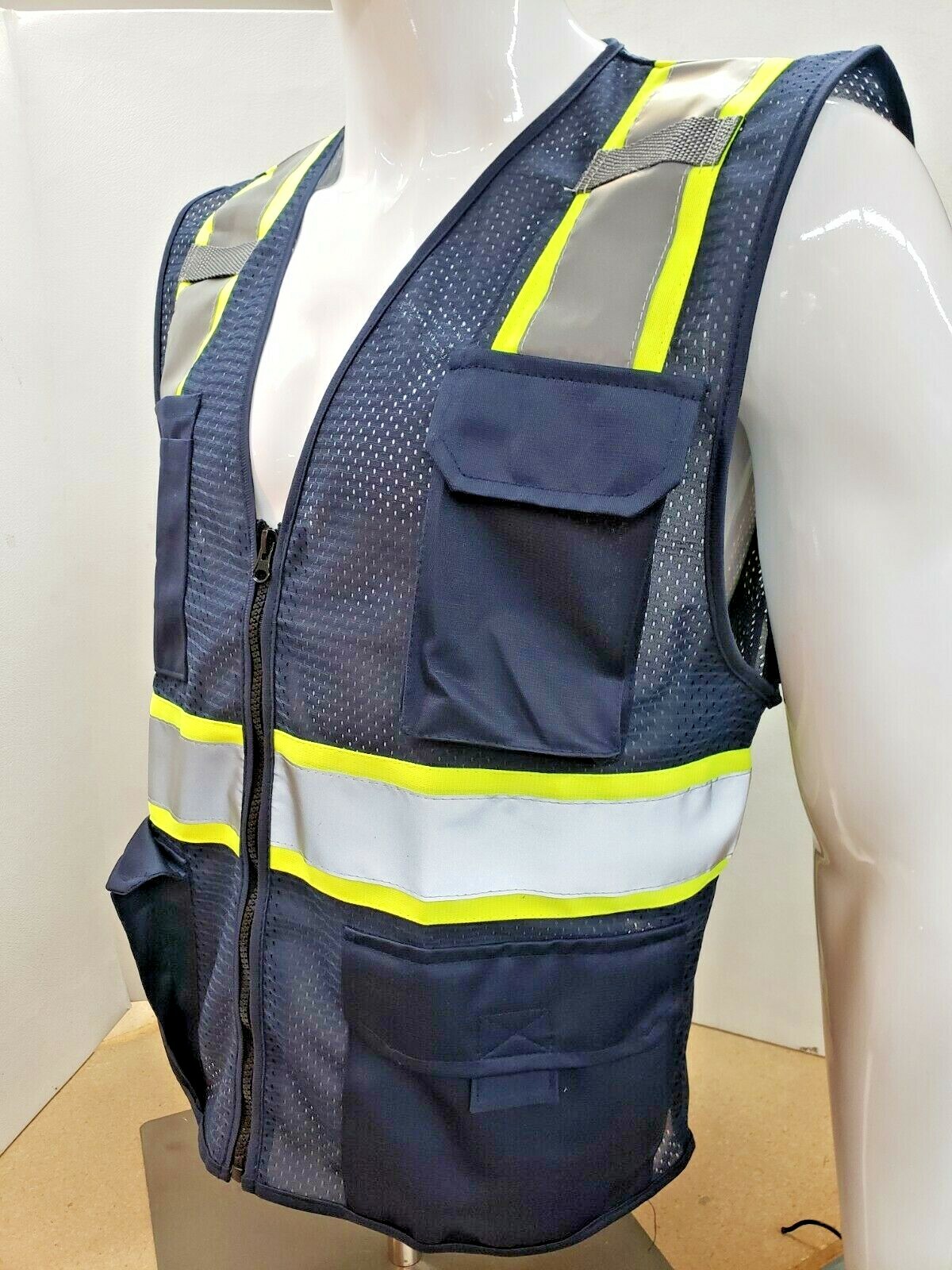 NAVY BLUE High Visibility Reflective Safety Vest (X-Small-3-XL) | eBay