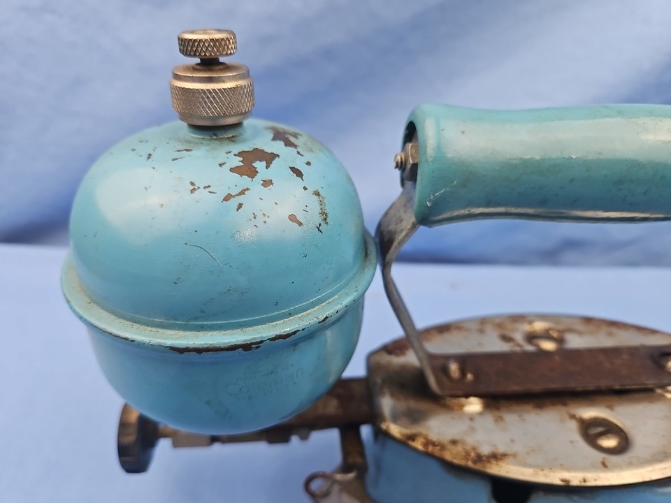 Vintage Coleman 4A Instant Lite Gas Iron Wood Handle- Untested | eBay