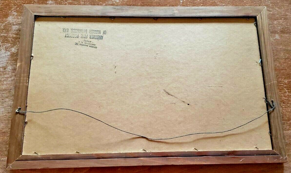 VINTAGE GENESEE 12 HORSE ALE MIRROR SIGN WITH WOODEN FRAME 22" X 14" X ...