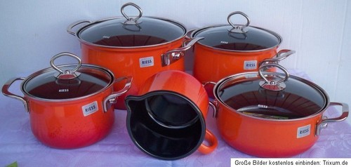 RIESS Premium Emaille Topfset Töpfe 5 teiliges Familien Set Corall ...