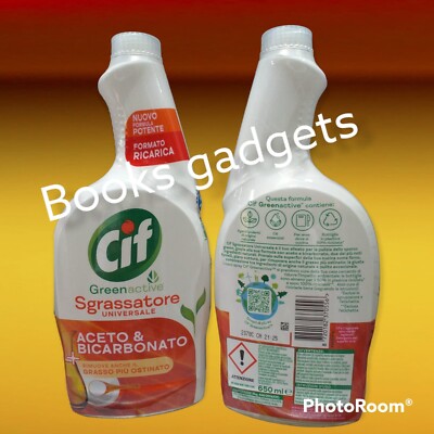 5 Flaconi Cif Ricarica Sgrassatore Univ. Green Active Aceto ...