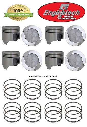 Ford 351 351m Modified V8 Enginetech Dish Top Pistons (8) With Rings 75 ...