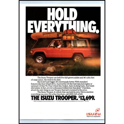 1991 Isuzu Trooper Hold Everything Vintage Print Ad Wood Canoe Off Road ...