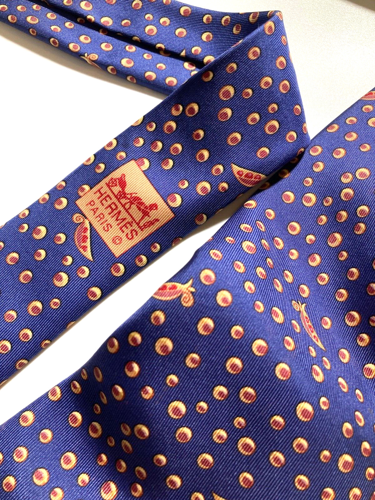 HERMES VINTAGE BEANS GREEN PEA TIE VEGETABLE PLANT NA… - Gem