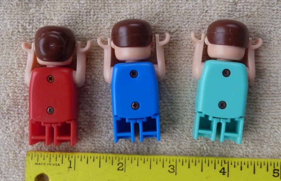 Small Mini Father, Mother, & Boy Plastic Toy Figures movable head, arms ...