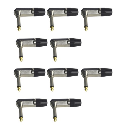 10pcs 6.35mm 1/4in Mono Male Plugs Guitar Cable L Shape Right Angle ...