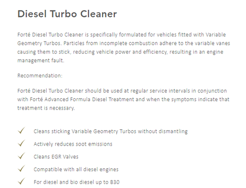 Forte Diesel Turbo Cleaner & EGR Valve Treatment 400ml Bottle Cleans ...