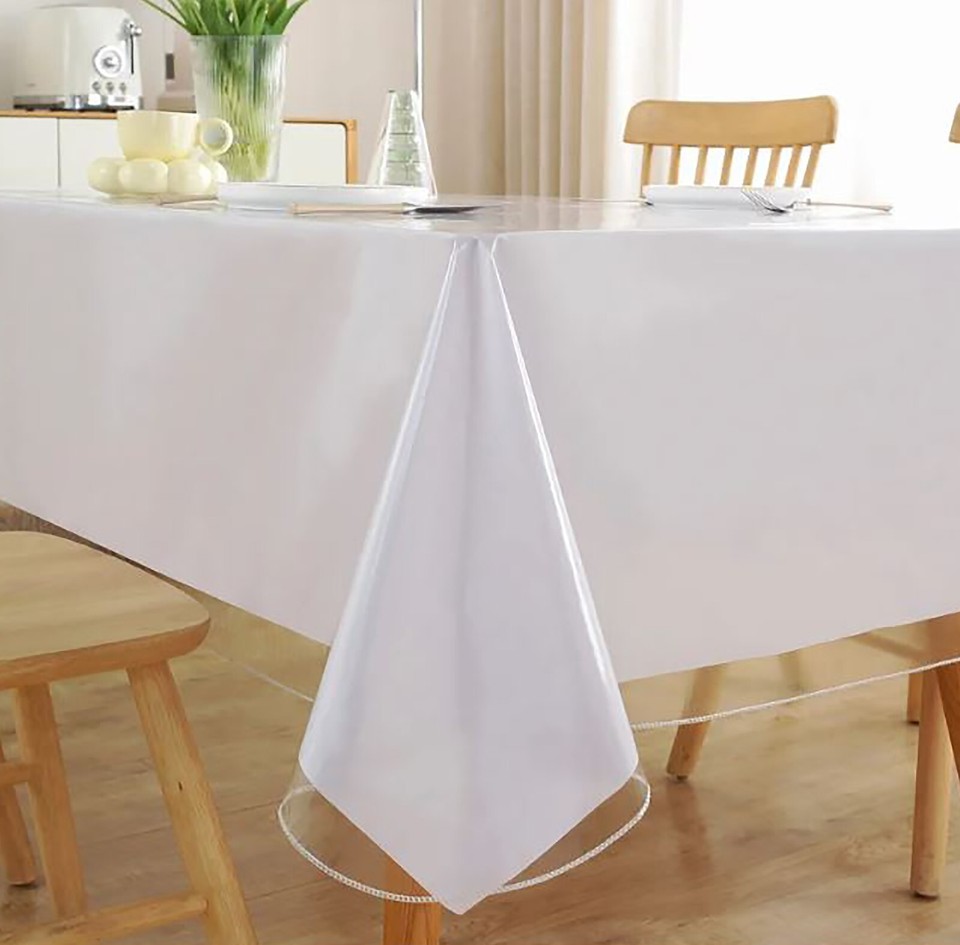Clear Plastic Vinyl Fabric Table Cover Protector Tablecloth for Dining ...