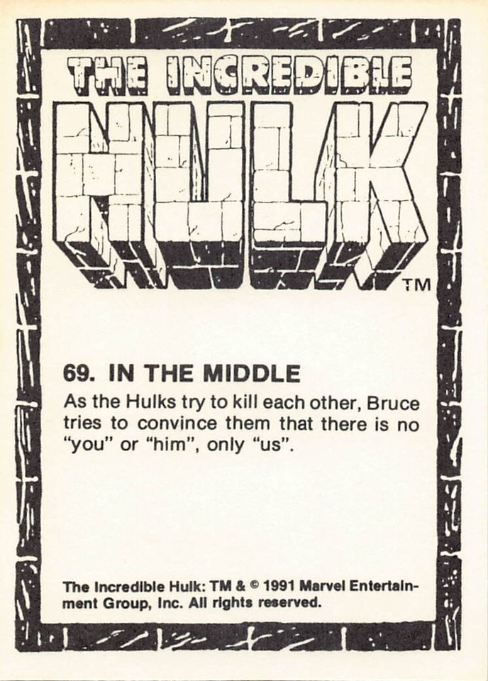 IMAGES 1991 THE INCREDIBLE HULK TRADING CARD #69 In The Middle | eBay