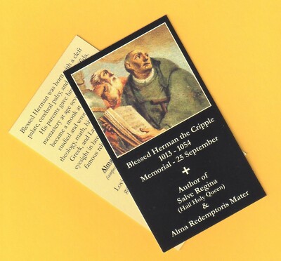 Holy Card Blessed Herman Wrote Salve Regina Hail Holy Queen | eBay