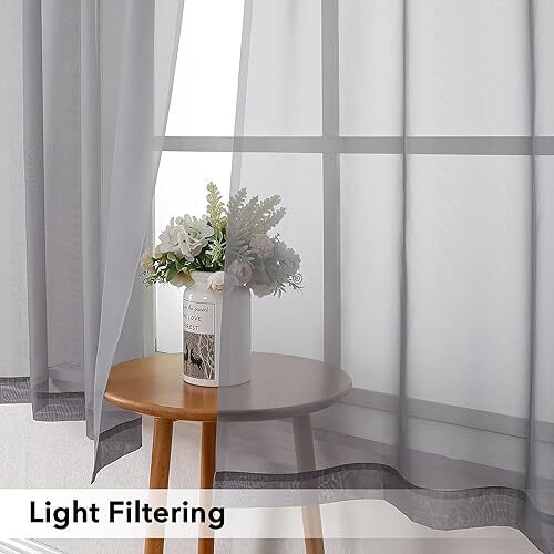 Grey Tier Curtains for Kitchen 24 Inches Long 2 PaSet, 2x42x24 ...