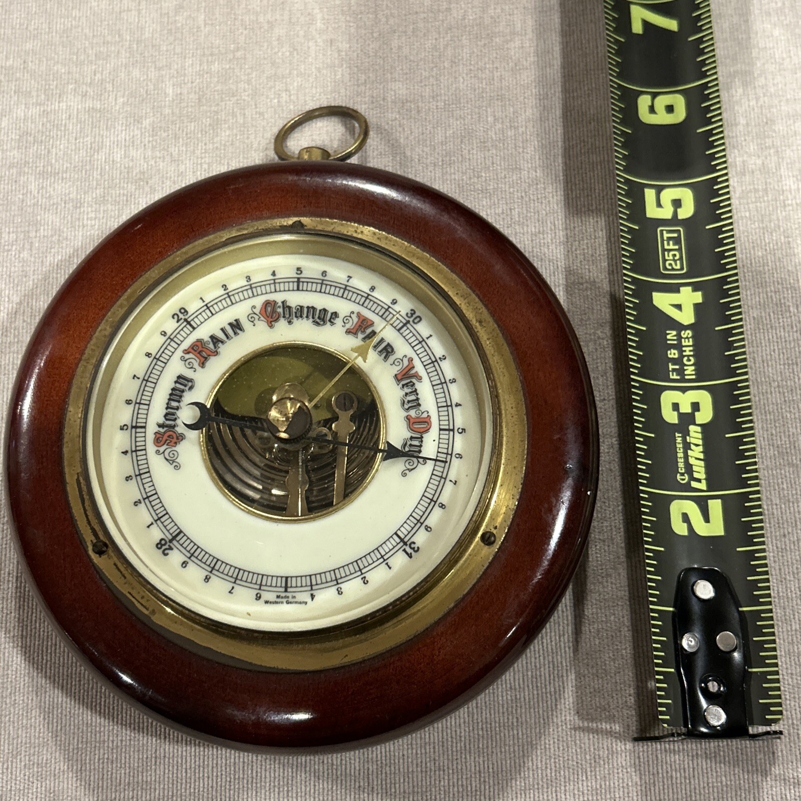 Vintage Barometer Weather Forecast Wood Glass and Brass Made in West ...