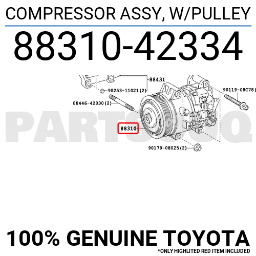 8831042334 Genuine Toyota COMPRESSOR ASSY, W/PULLEY 88310-42334 | eBay