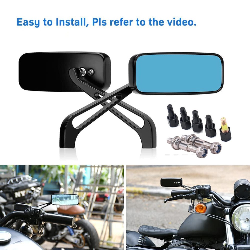 2x Motorcycle Rearview Side Mirrors Rectangle For Harley Night Rod V ...
