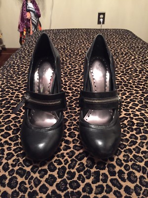 Bcbg Lotun Black Leather Mary Jane Heels 7 Worn Once | eBay