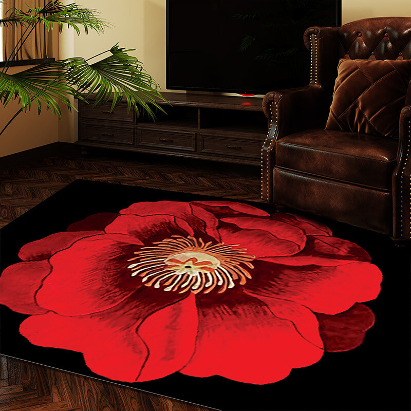 Poppy Red Rug Living Room Poppy Flower Rug, Poppy Fields Rug,
