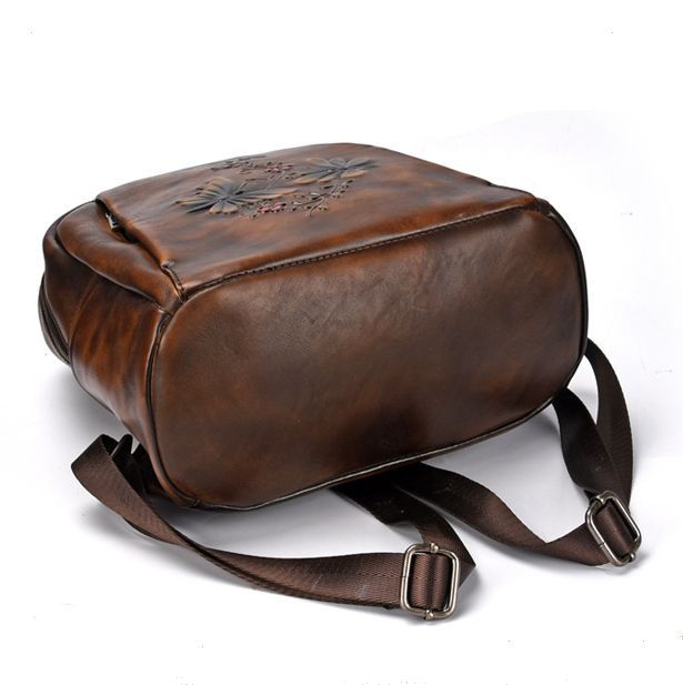 New Women Genuine Cow Leather Backpack Travel Bag Embossed Handbag Size ...