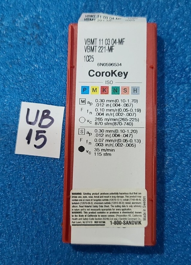 SANDVIK VBMT 11 03 04-MF VBMT 221-MF 1025 CARBIDE INSERTS 9 PCS | eBay