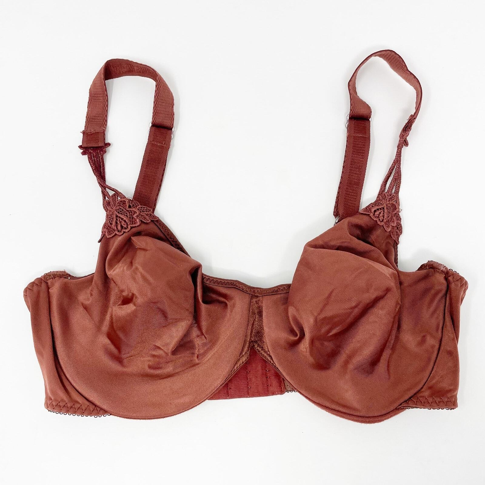 Vintage BALI Satin Copper Brown Bra Size 34D No Paddi… - Gem