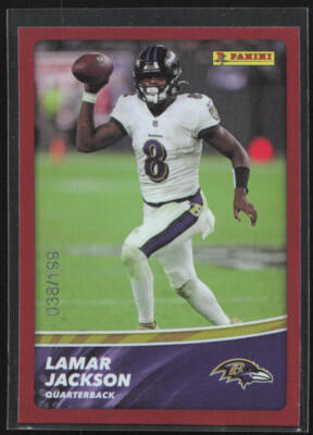 2022 Panini Sticker & Card Lamar Jackson Red #38/199 Ravens | eBay