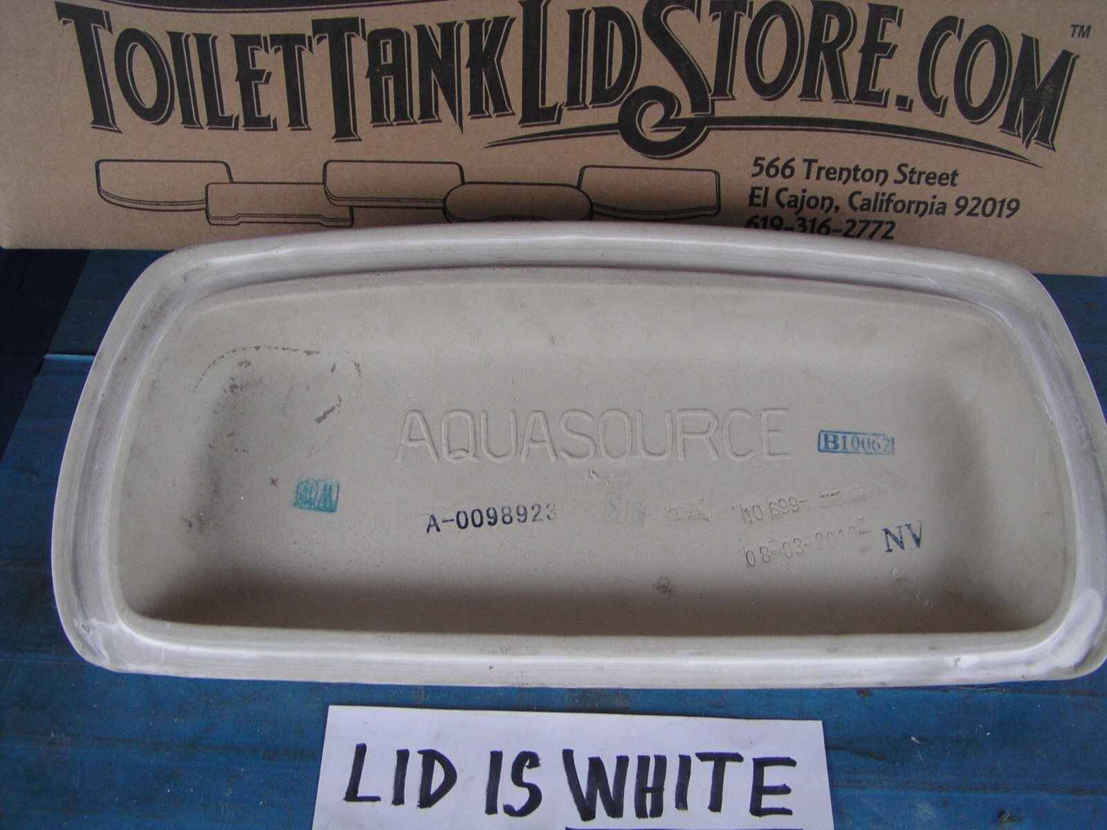 AquaSource A-0098923 Toilet Tank Lid 18.5 X 8 White S-4045 W-3373 ...