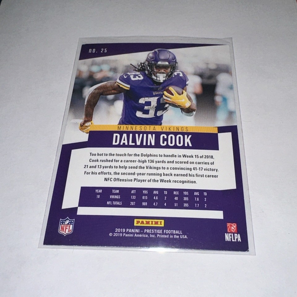dalvin cook Prestige 2019 NFL Vikings Football Card #25 | eBay