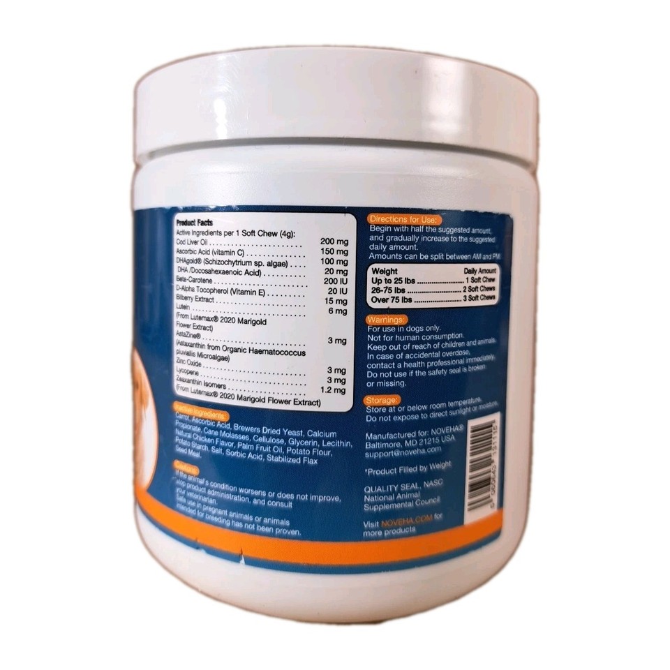 NOVEHA Eye Supplement for Dogs - Vision Support with Lutein + Vitamin C ...
