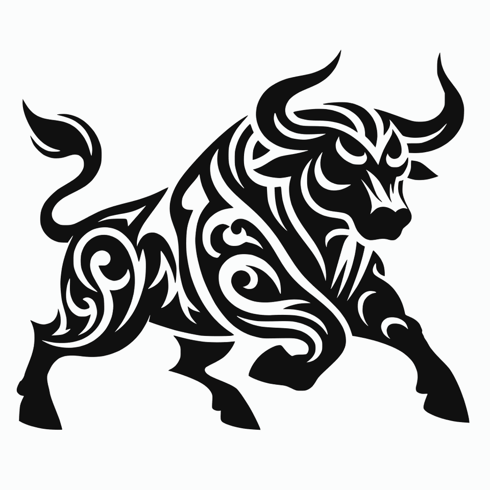 Charging Rampaging Tribal Bull Ox Die Cut Vinyl Decal Sticker Left ...