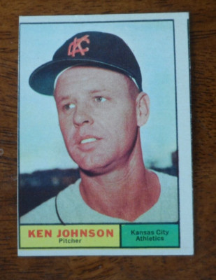 1961 TOPPS BASEBALL #24 KEN JOHNSON KANSAS CITY ATHLETICS NM OC A-139 ...