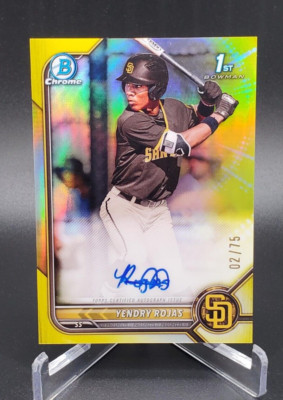 Yendry Rojas 2022 Bowman Chrome 1st Yellow Refractor Auto /75 Padres ...