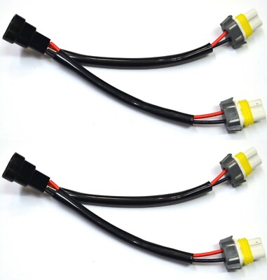 Splitter Wire Ceramic 9005 HB3 Two Harness Head Light High Beam Female ...