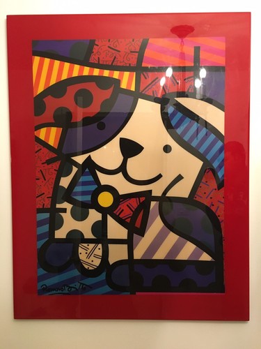Romero Britto Dog Mixed Media Lithograph Print Framed Acrylic 37” | eBay