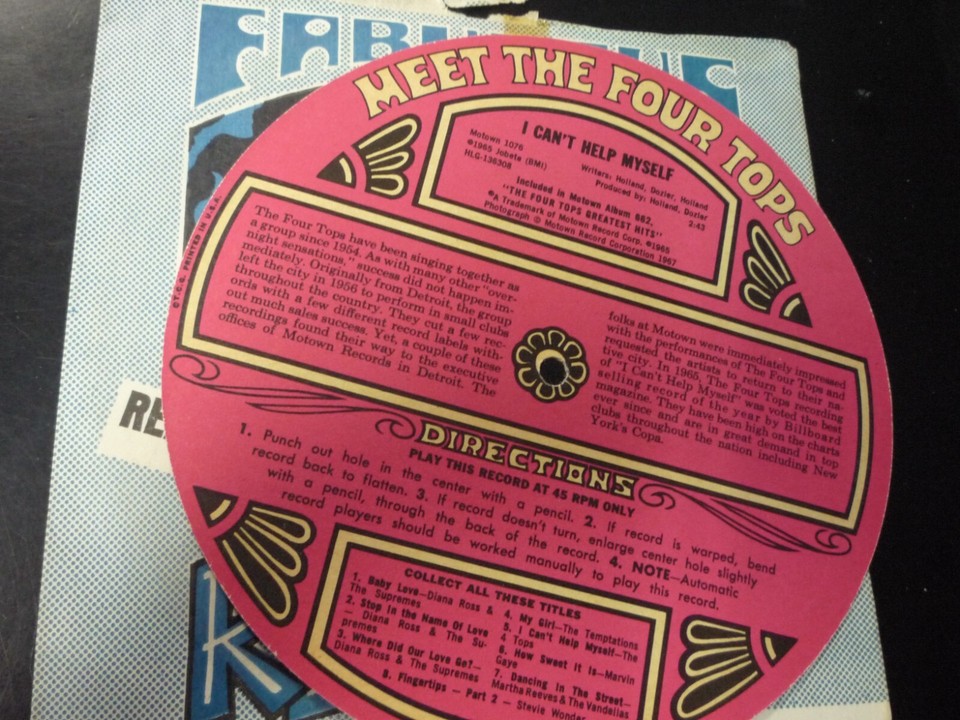 Four Tops-I can't help myself TOPPS MOTOWN CARDBOARD PICTURE DISC 1967 ...