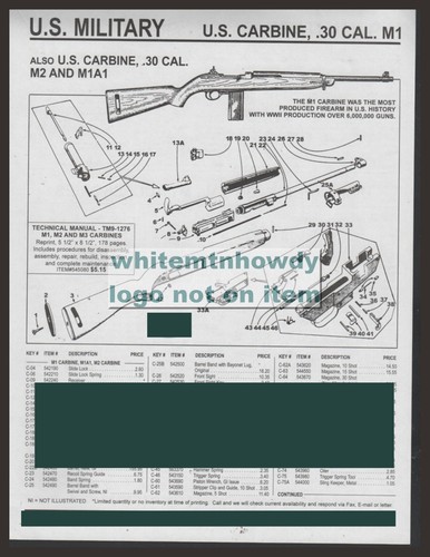 U.S. M1 .30 Carbine Schematic Parts List | eBay