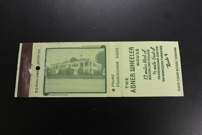 ABNER WHEELER HOUSE FRAMINGHAM MATCHBOOK COVER | eBay