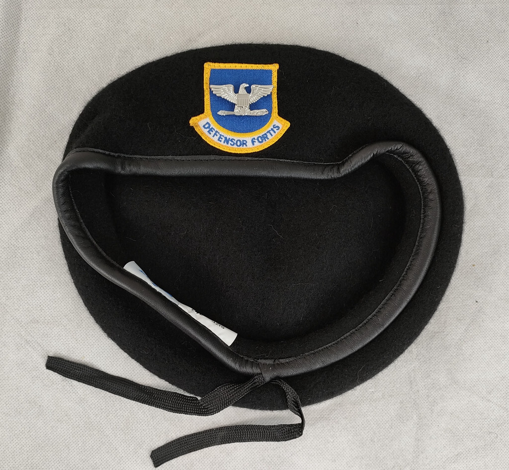 AF-U.S. AIR FORCE BERET BLACK WOOL COLONEL EAGLE INSIGNIA BERET 7-1/2 ...