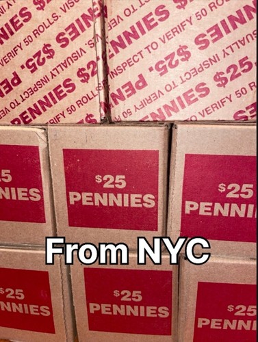 SEALED Bank Box 50 OBW Rolls of Pennies $25 Unopened 1 Box Of Pennie’s ...