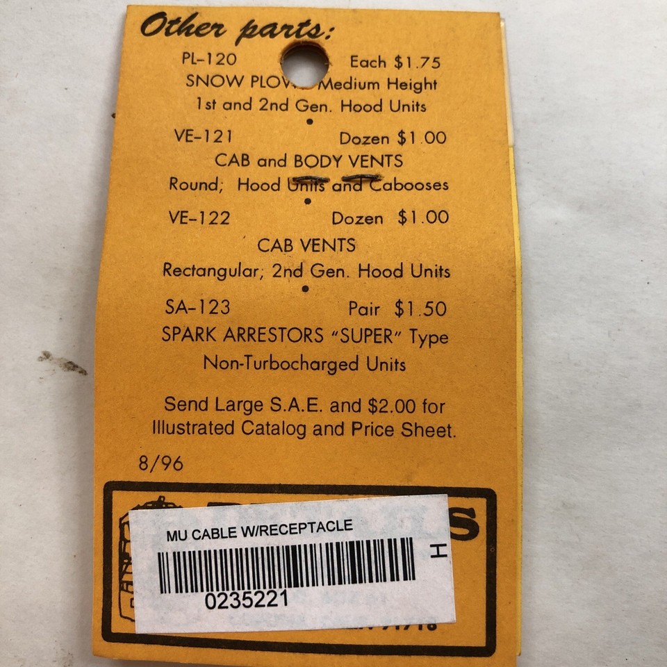 HO Train part Details West MU-122 MU Cable w/ receptacle & Dummy Free ...