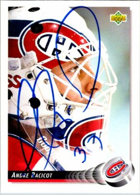 Andre Racicot Montreal Canadien Hand Signed 1992-93 UD Hockey Card #430 ...