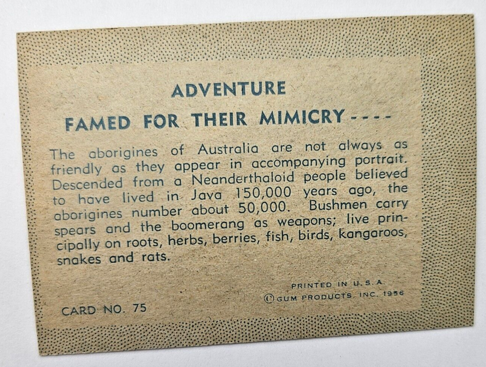 1956 Adventure Gum #75 Famed for Their Mimicry (C) | eBay